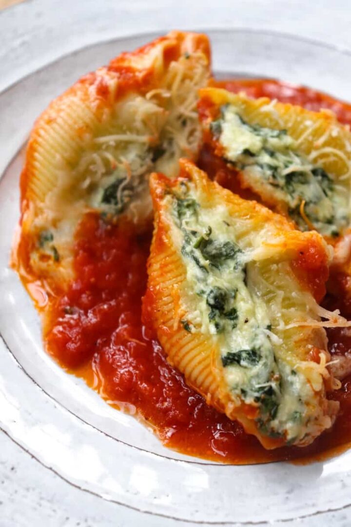 Giant Cheese Stuffed Shells with Spinach - Season & Thyme