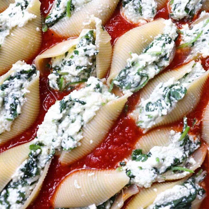 Giant Cheese Stuffed Shells with Spinach - Season & Thyme