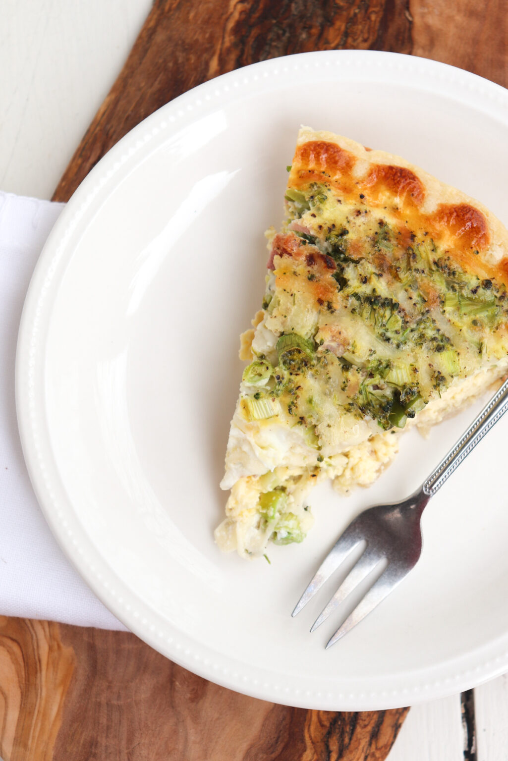 Ham and Broccoli Quiche with Frozen Pie Crust - Season & Thyme