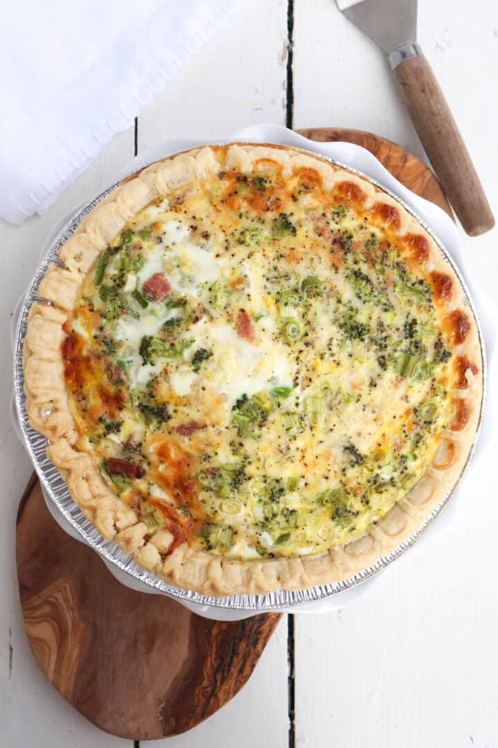 Ham and Broccoli Quiche with Frozen Pie Crust - Season & Thyme